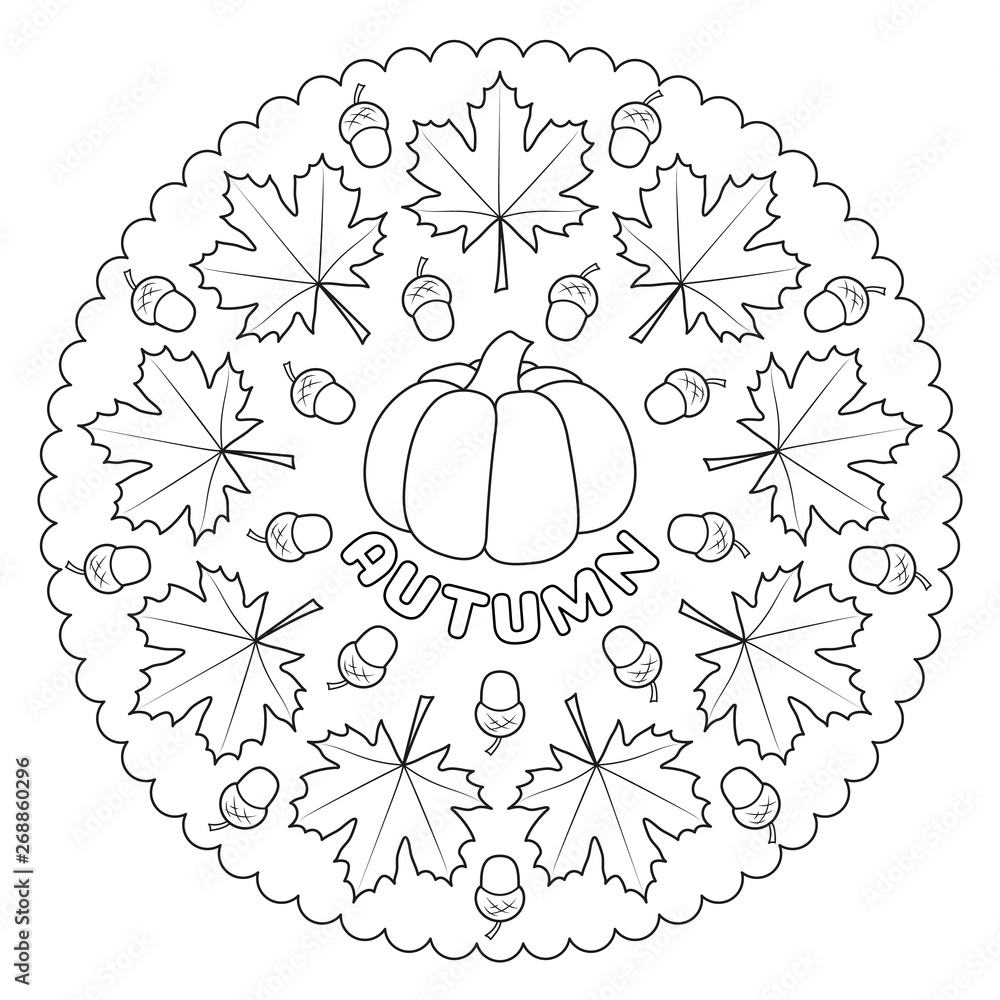 fall leaf mandala coloring page