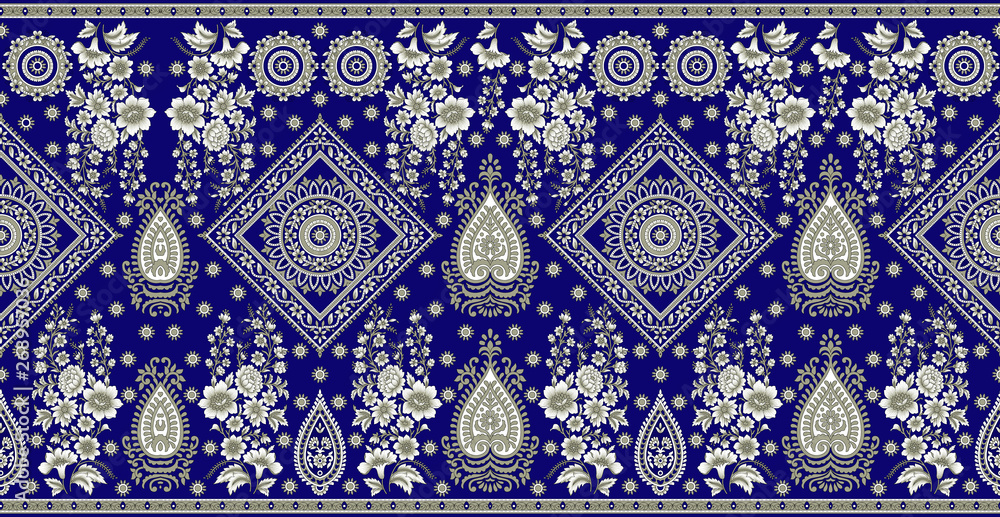 Seamless traditional indian textile floral border design Stock ...