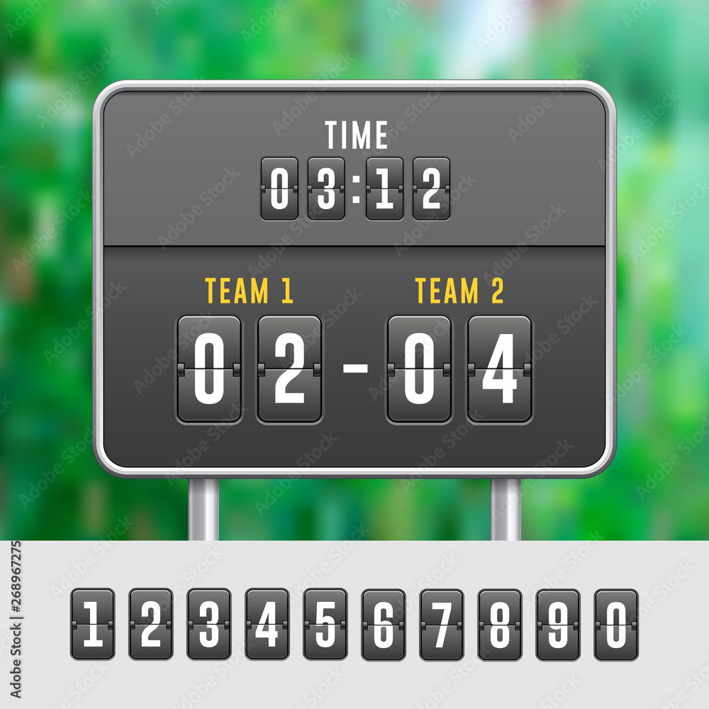 Vector de Stock Mechanical Flip Countdown Clock Counter Timer. Digital Time Screen And Numbers ...