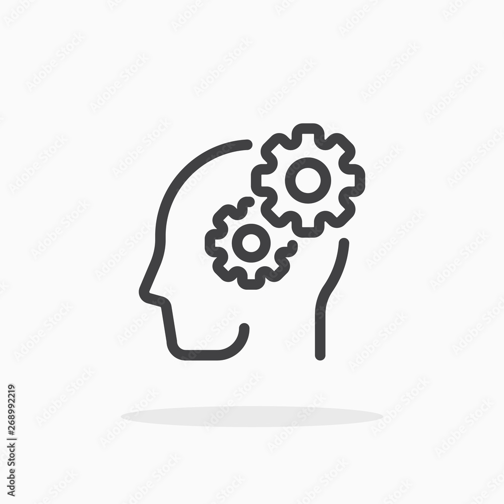 Thinking icon in line style. Editable stroke. Stock Vector | Adobe Stock