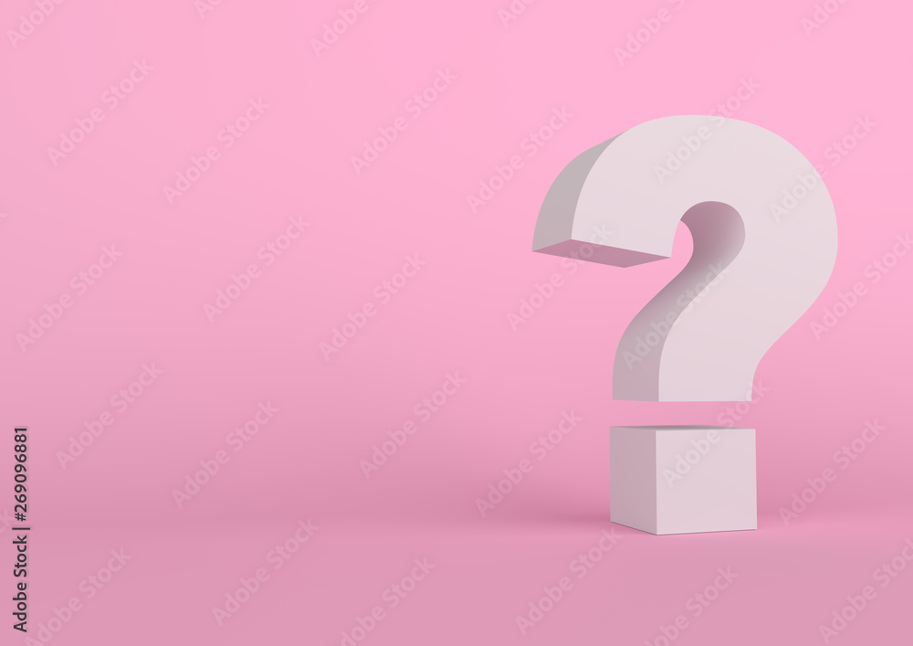 Question mark on pink background with shadow in pastel colors ...