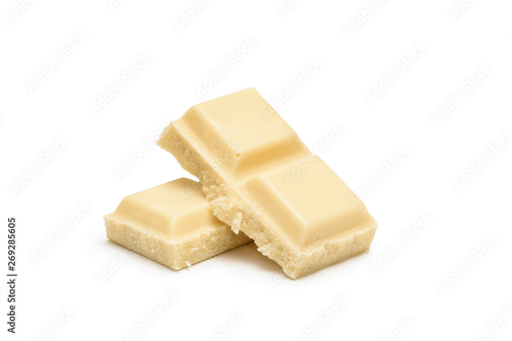 Cubes of white chocolate bar isolated on white background Stock Photo ...