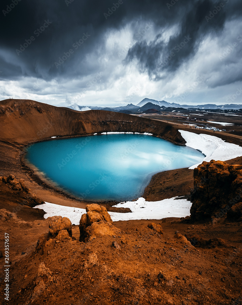 Exotic view of the geothermal valley Leirhnjukur. Location Myvatn lake ...