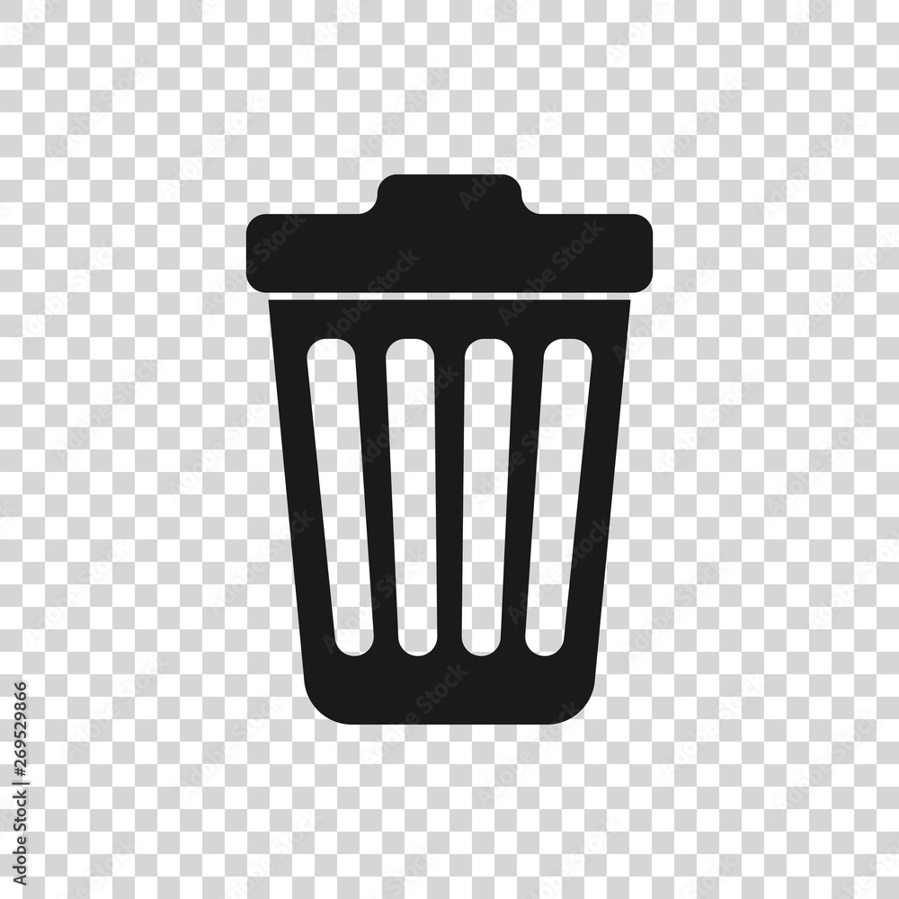 Grey Trash can icon isolated on transparent background. Garbage bin sign. Vector Illustration ...