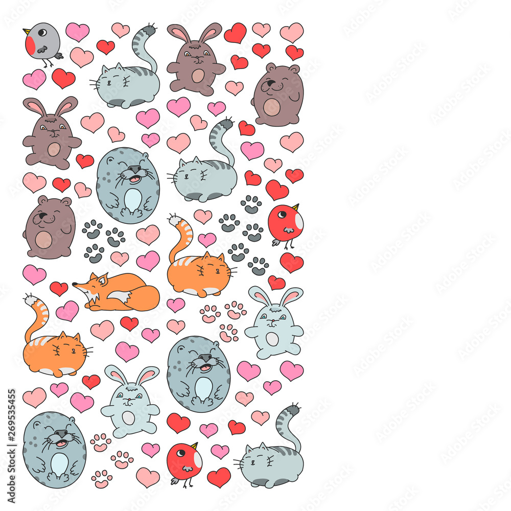 Vector set of beautiful round icons in the form of wild animals for ...