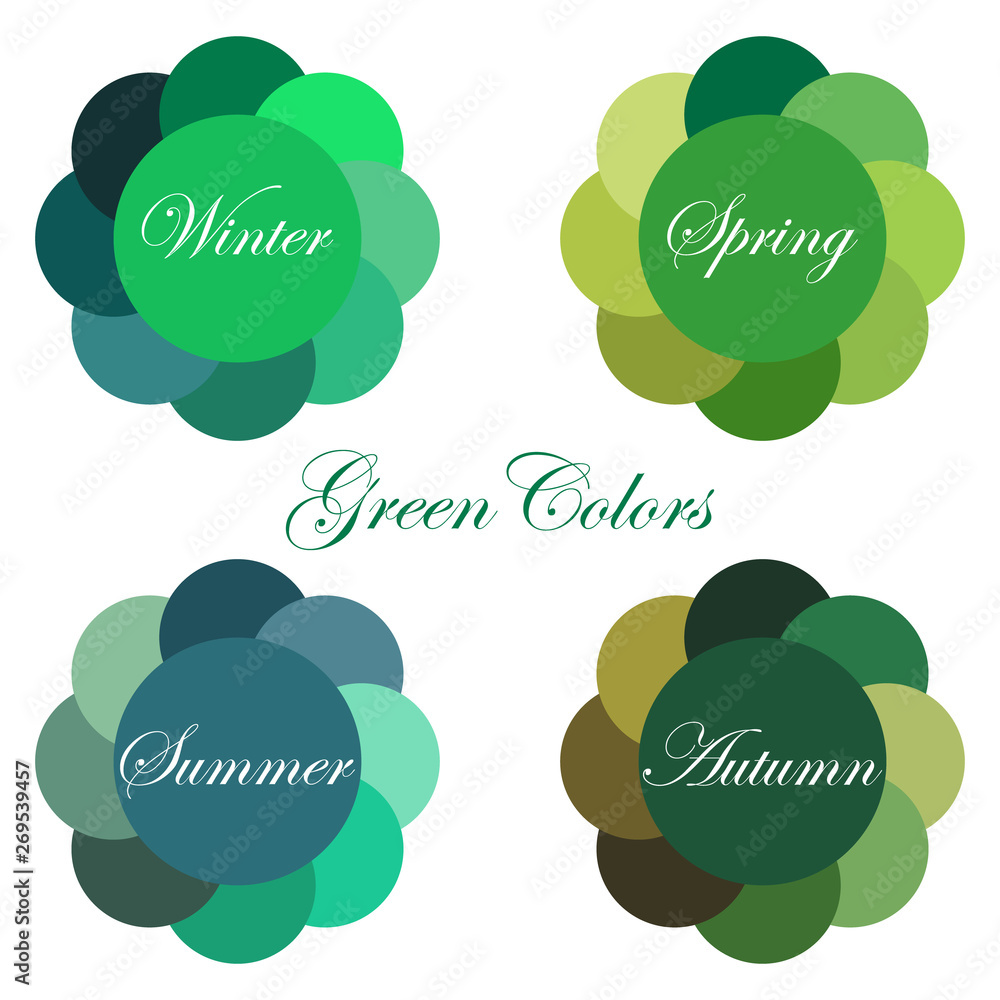 Stock vector seasonal color analysis palettes with green colors for ...