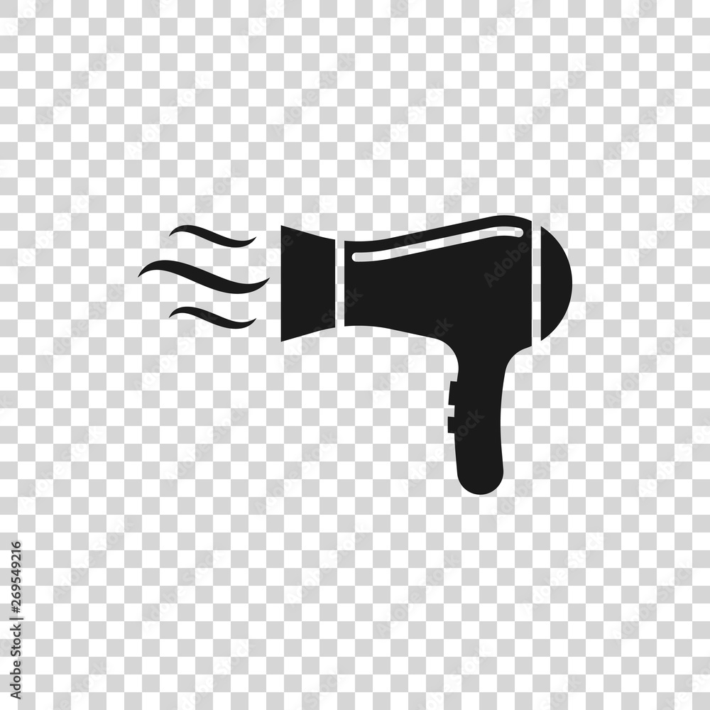 Grey Hair dryer icon isolated on transparent background. Hairdryer sign ...