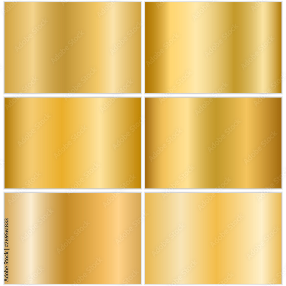 Gold metallic gradient set Stock Vector | Adobe Stock