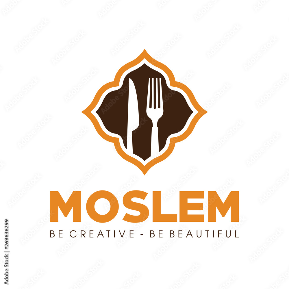 Islamic Food, Moslem Restaurant Logo Vector Stock Vector | Adobe Stock