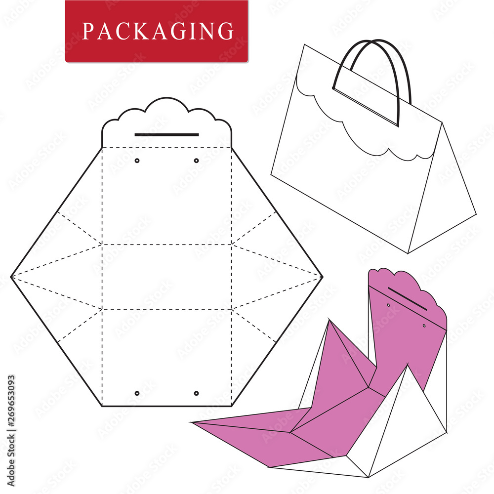 Vector Illustration of handle box.Package Template. Isolated White ...
