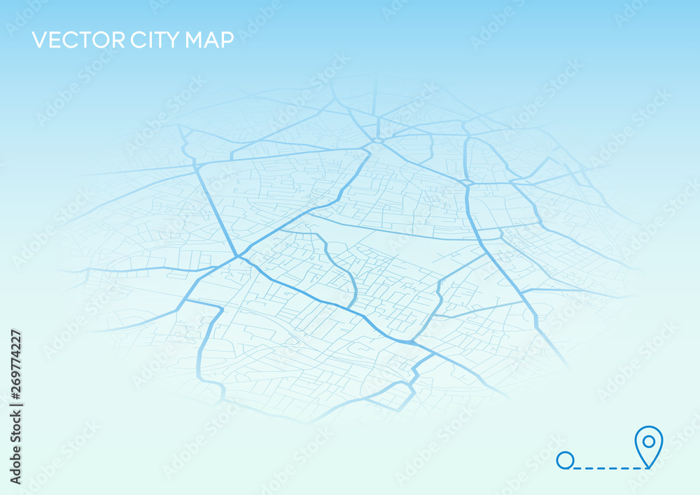 Vector abstract city map in perspective view Stock Vector | Adobe Stock