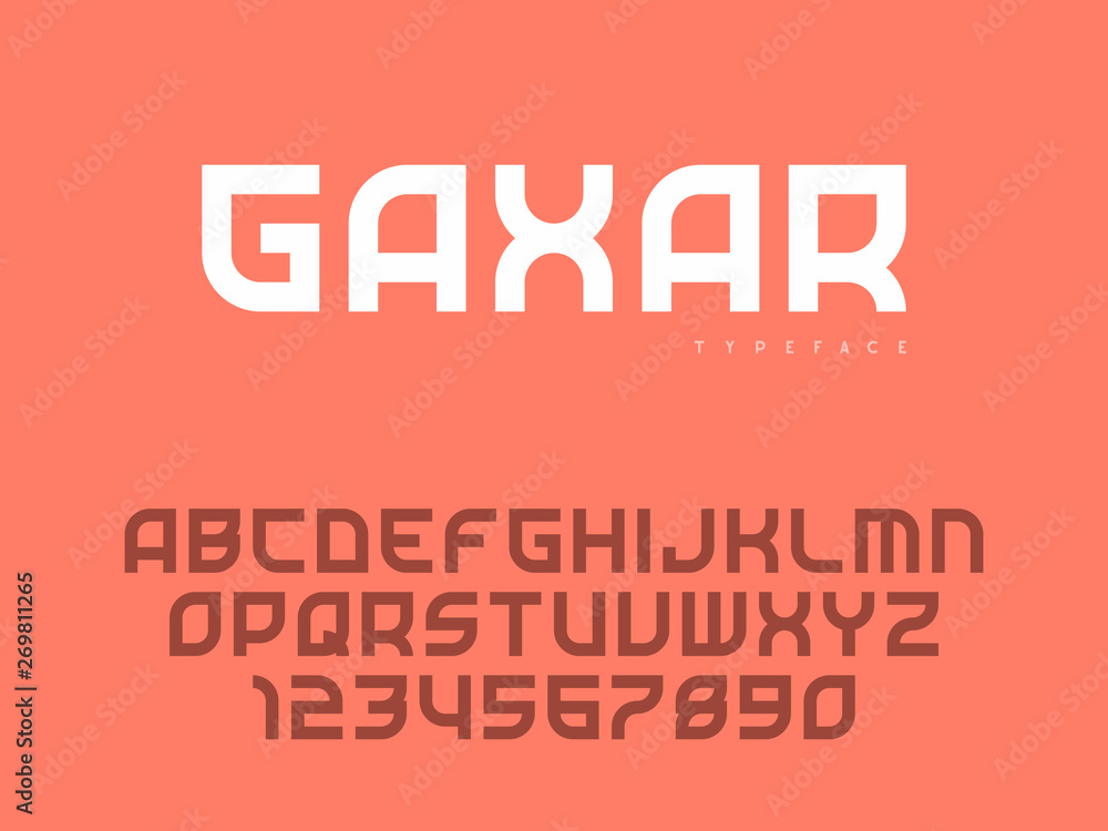 Latin uppercase alphabet letters and numbers. Abstract font. Vector ...
