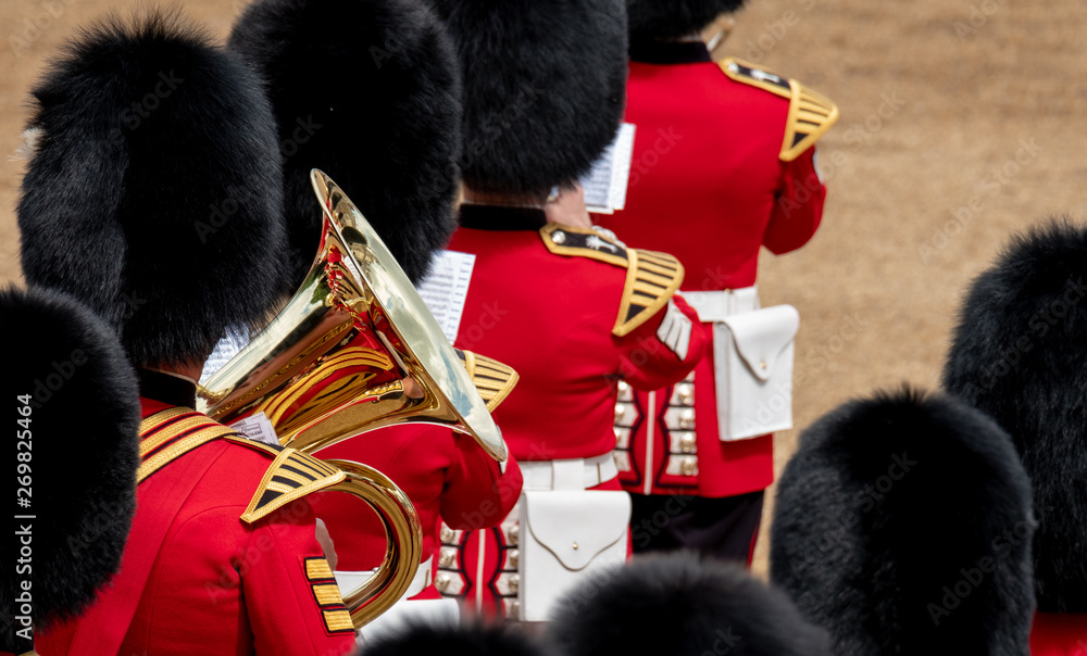 Trooping the Colour, military parade at Horse Guards, London UK, with ...