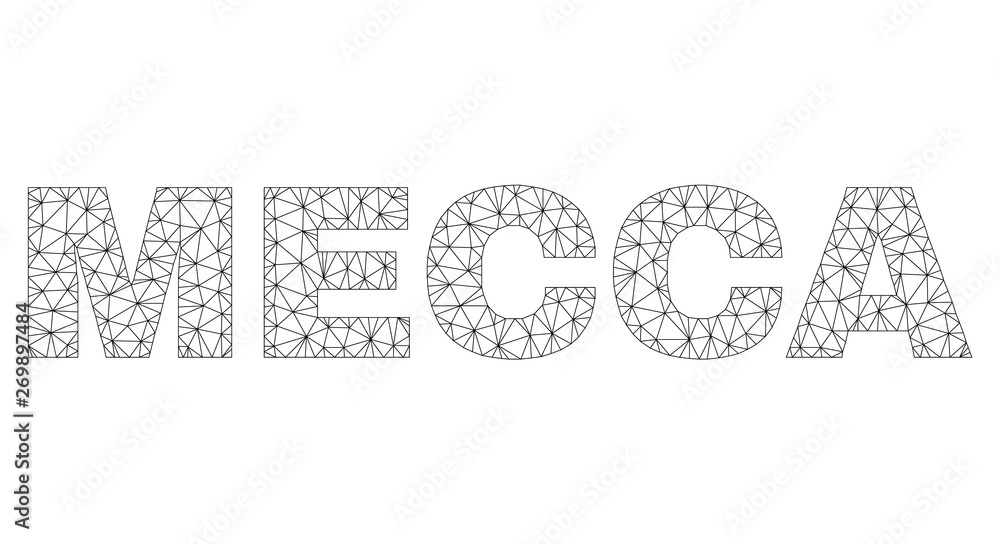 Mesh vector MECCA text. Abstract lines and small circles are organized ...