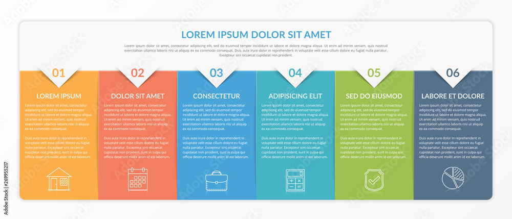 Infographic Template with 6 Steps Stock Vector | Adobe Stock