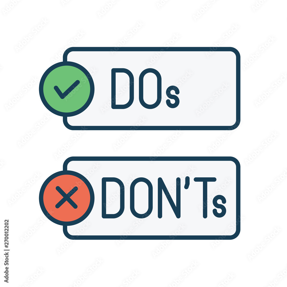 Do and Don't or Good and Bad Icons w Positive and Negative Symbols ...