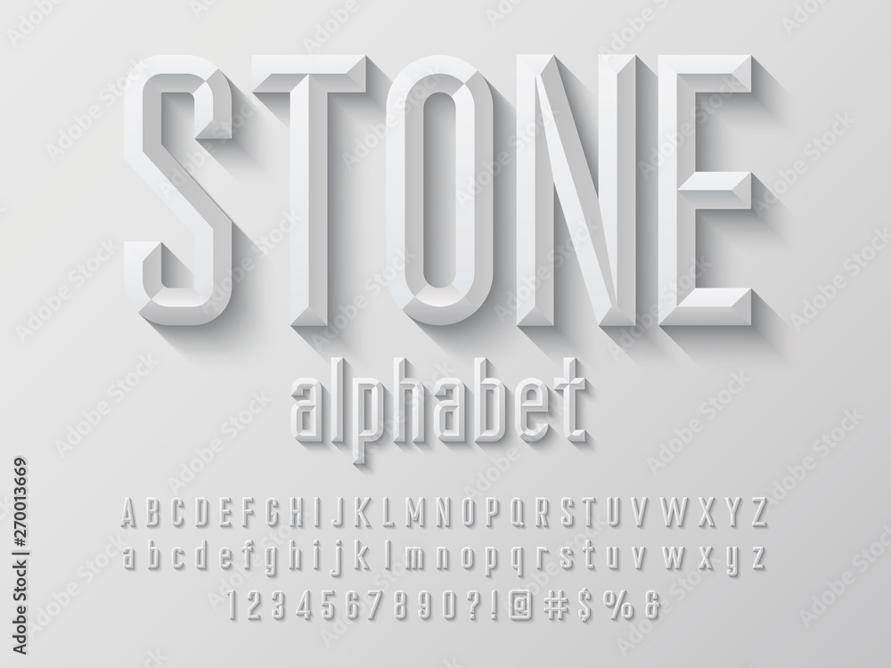 Chisel style alphabet design with uppercase, lowercase, number and ...