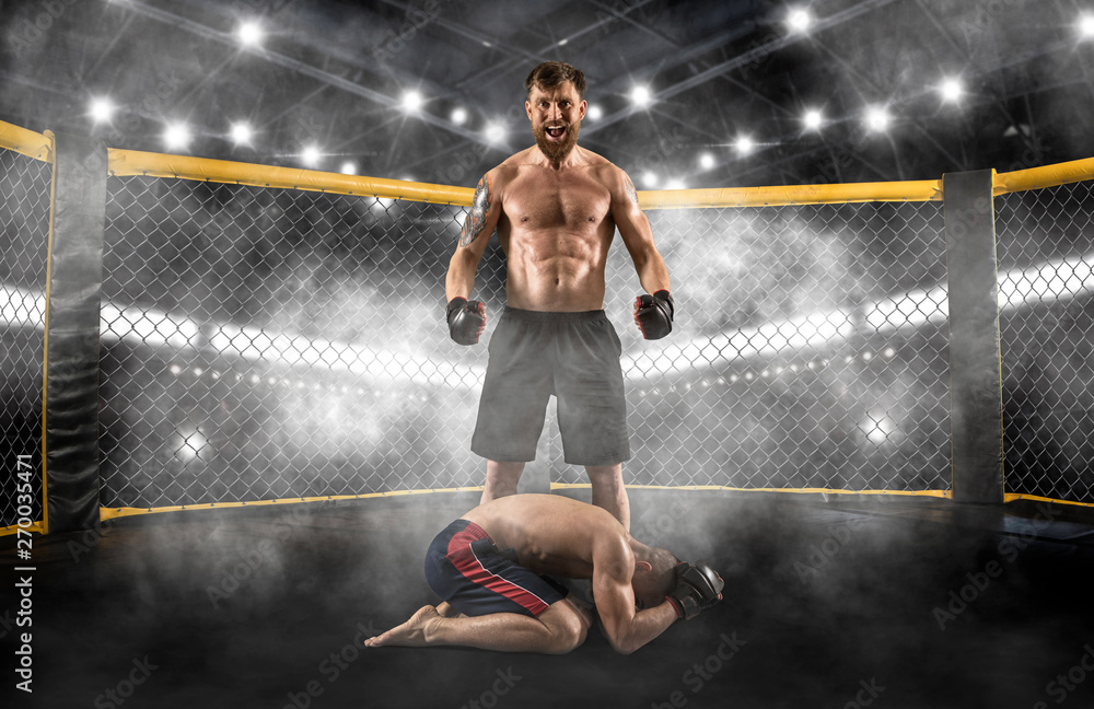MMA fighter celebrating win Stock Photo | Adobe Stock