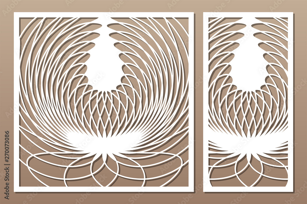 Laser cut panel. Set decorative card for cutting. Abstract circle ...