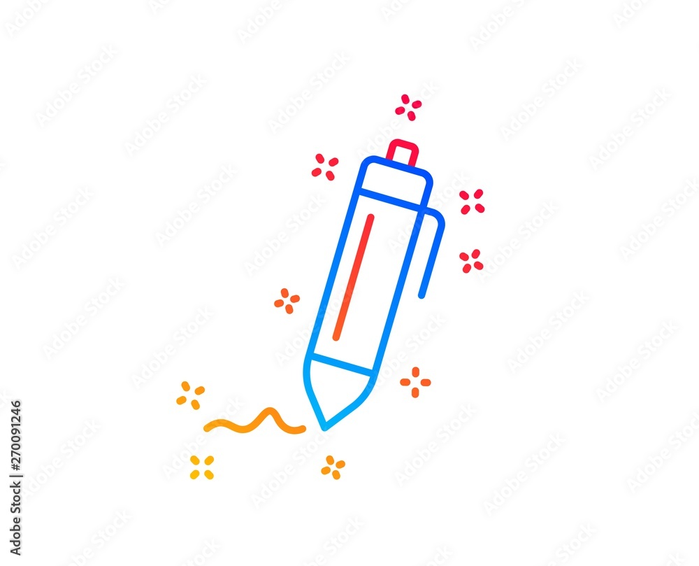 Signature line icon. Written pen sign. Education symbol. Gradient ...