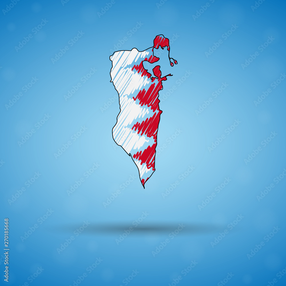 Scribble map of Bahrain. Sketch Country map for infographic, brochures ...