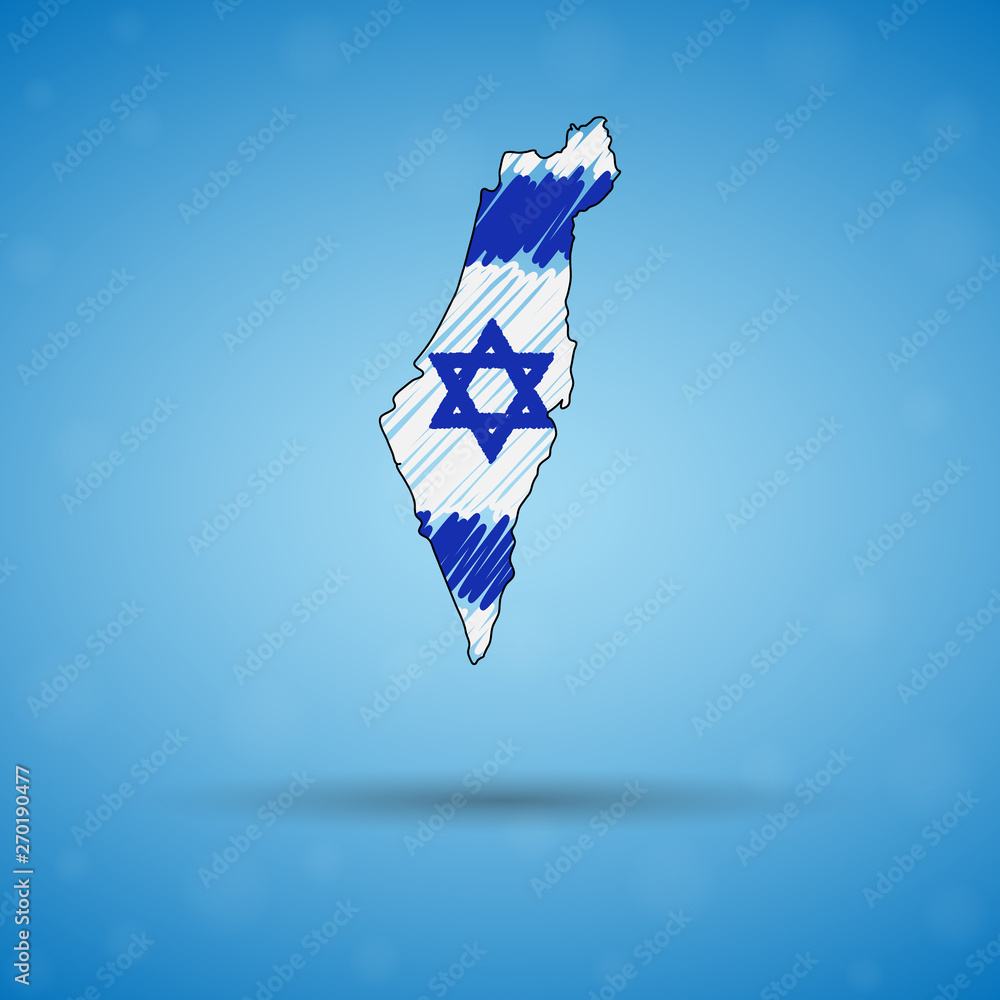 Scribble map of Israel. Sketch Country map for infographic, brochures ...