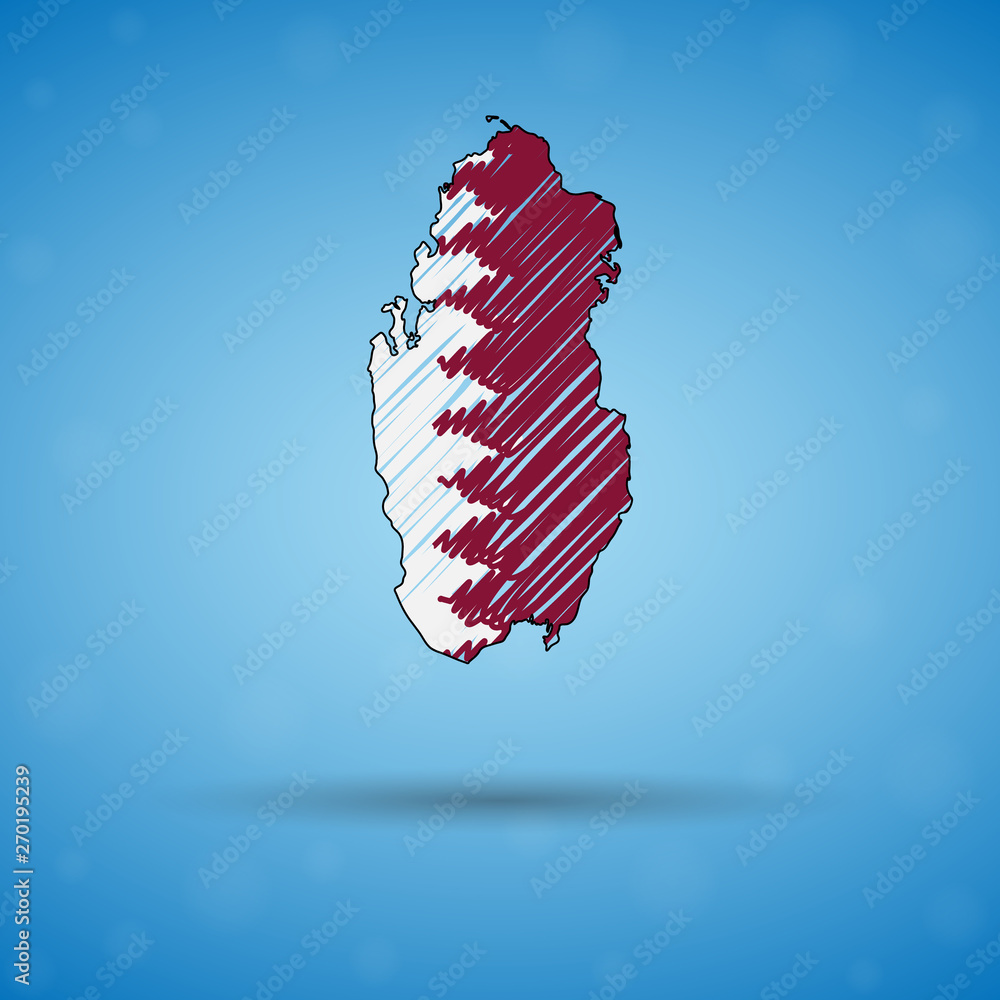 Scribble map of Qatar. Sketch Country map for infographic, brochures ...