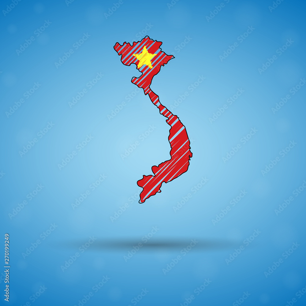 Vector de Stock Scribble map of Vietnam. Sketch Country map for infographic, brochures and ...