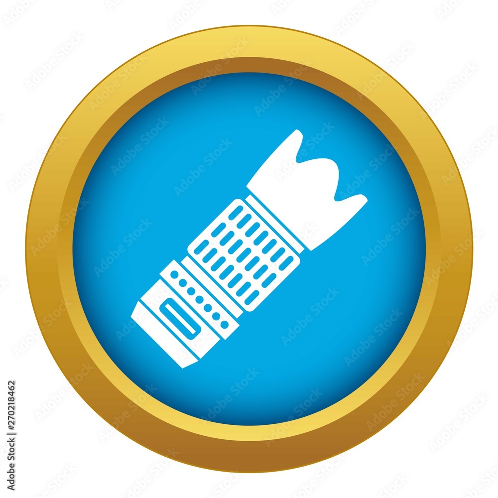 Interchangeable lens for camera icon blue vector isolated on white ...