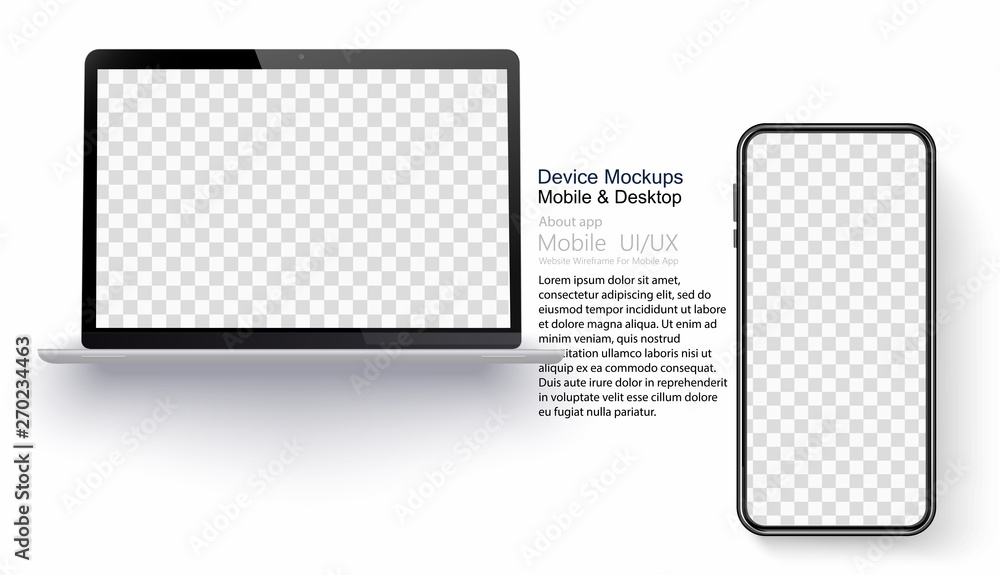 Realistic laptop and smartphone isolated on transparent background ...