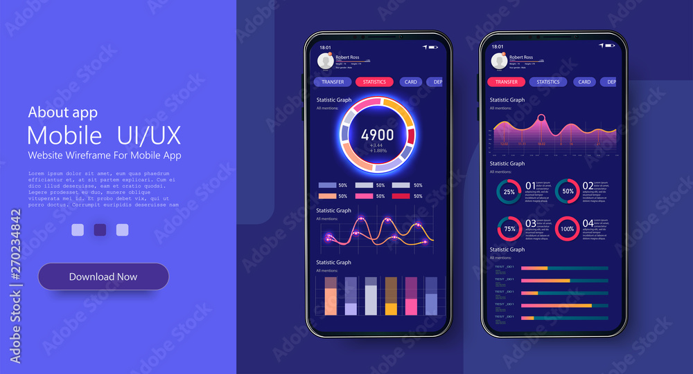 Stock-Vektorgrafik „Mobile app infographic template with modern design. Set of different UI, UX ...