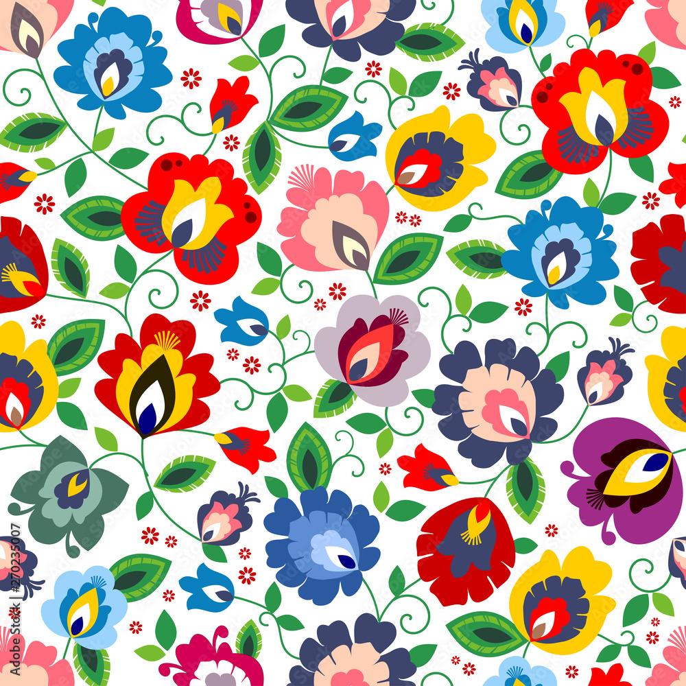 Beautiful Polish traditional floral folk pattern vector Stock Vector ...