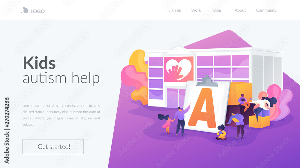 Vektor Special needs children rehabilitation school. Social workers ...