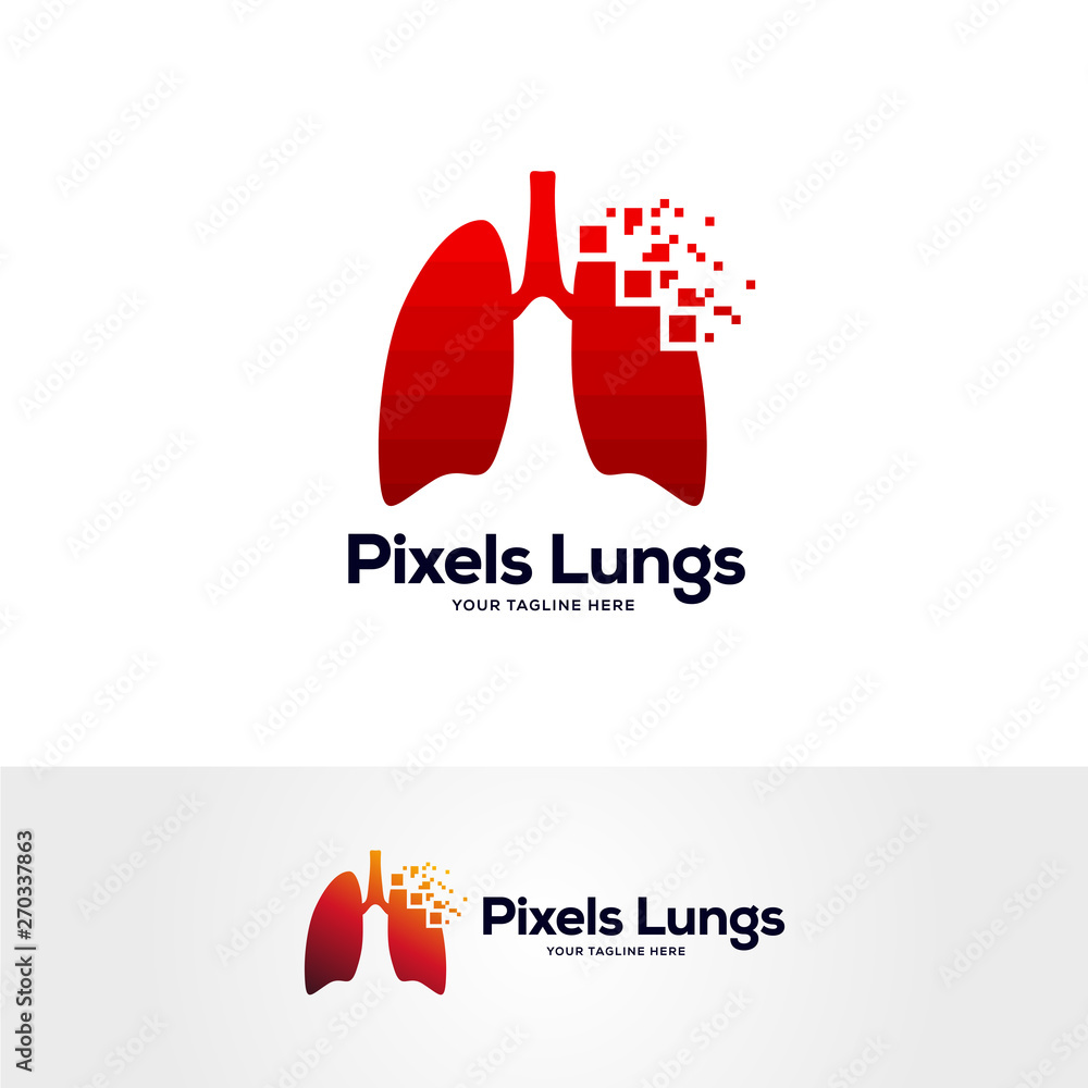 เวกเตอร์ Stock pixels lungs logo design vector, human lungs logo ...