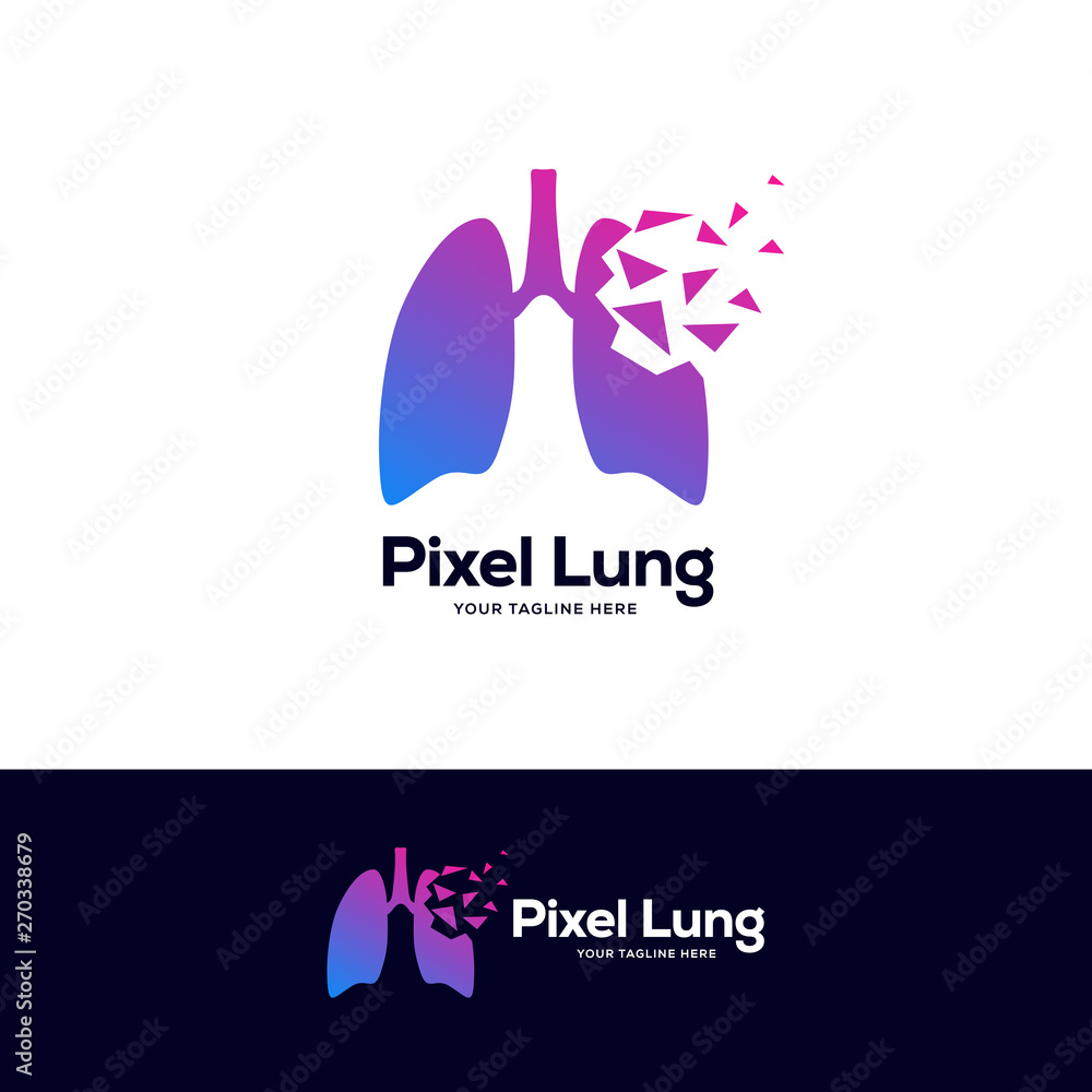 pixels lungs logo design vector, human lungs logo designs, respiratory system logo designs Stock ...