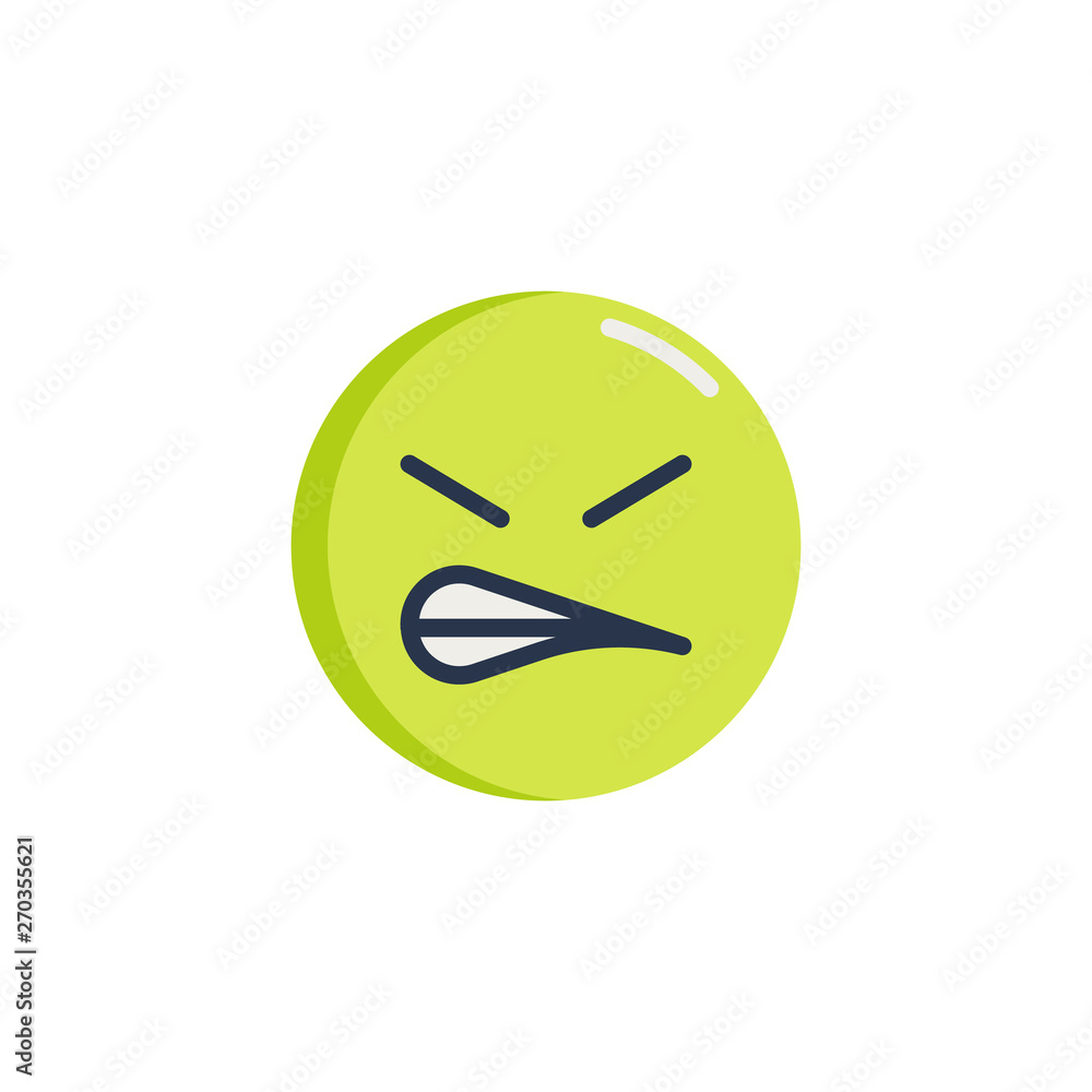 Grimacing Face emoticon flat icon, Angry face emoji vector sign ...