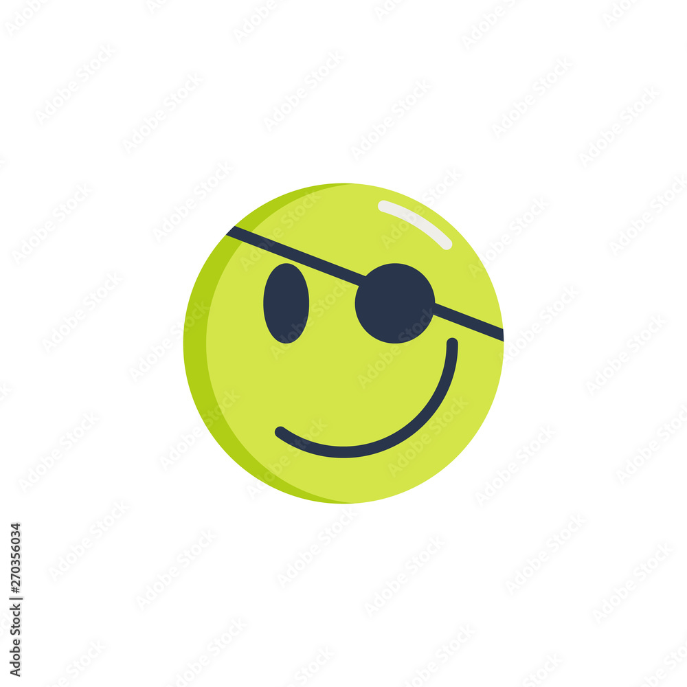 Happy emoticon face with eye patch flat icon, Pirate emoji vector sign ...