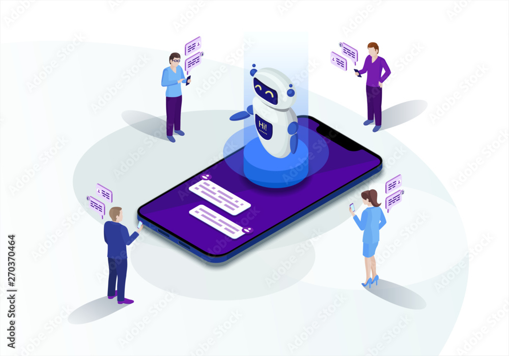 Chatbot isometric vector illustration Stock Vector | Adobe Stock