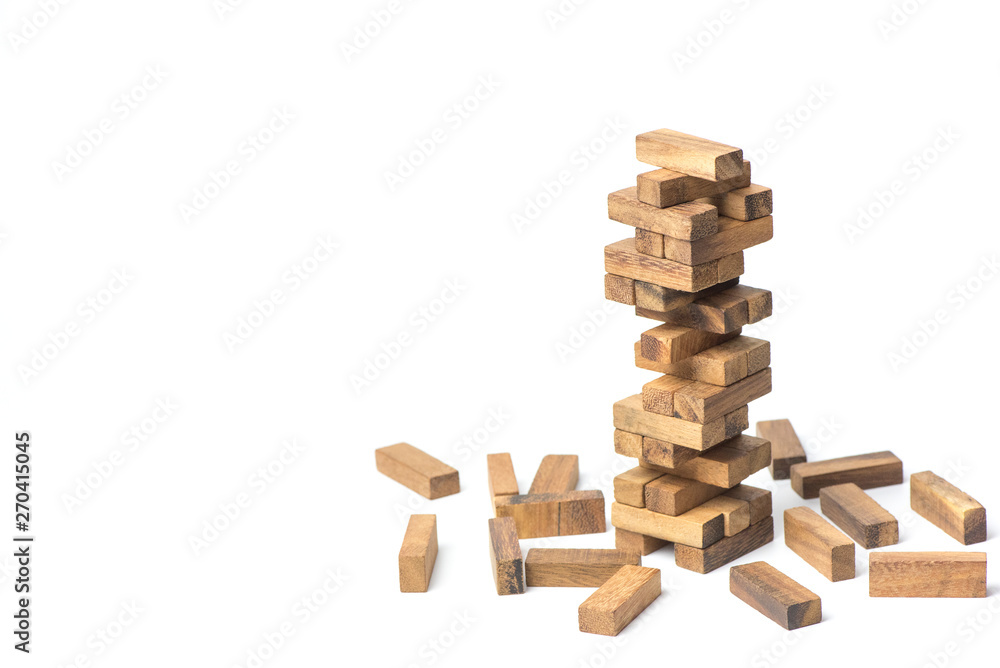 Jenga game, The tower from wooden blocks from the top view, Jenga ...