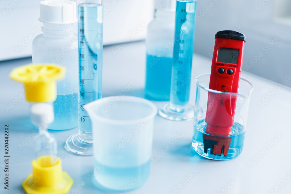 Analysis of water quality in a chemical laboratory, a device for ...