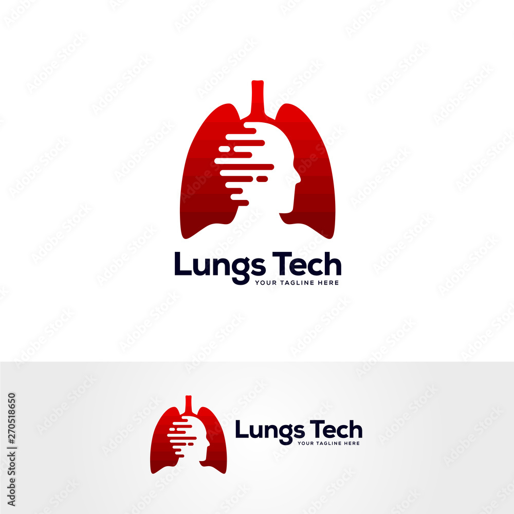human lungs logo designs template, lungs technology logo design vector ...