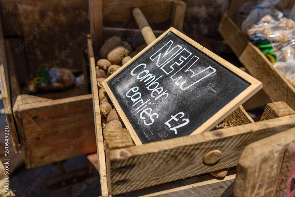 Stock-Foto „"Comber New" potatoes, the first crop of the year are on ...