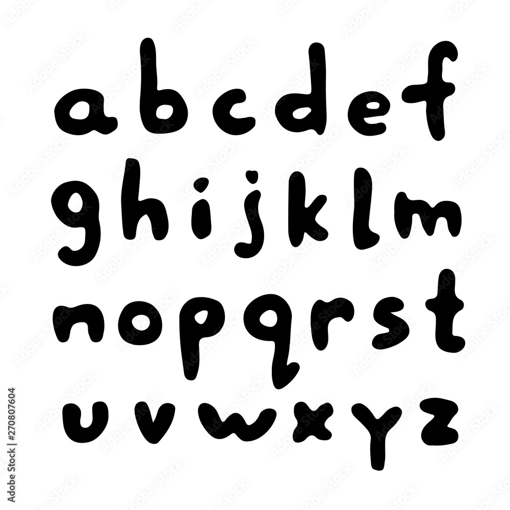 Image vectorielle Stock Cute cartoon handwritten english alphabet with ...