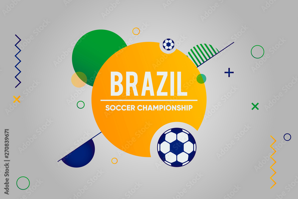 Background with the colors of Brazil and different figures such as ...