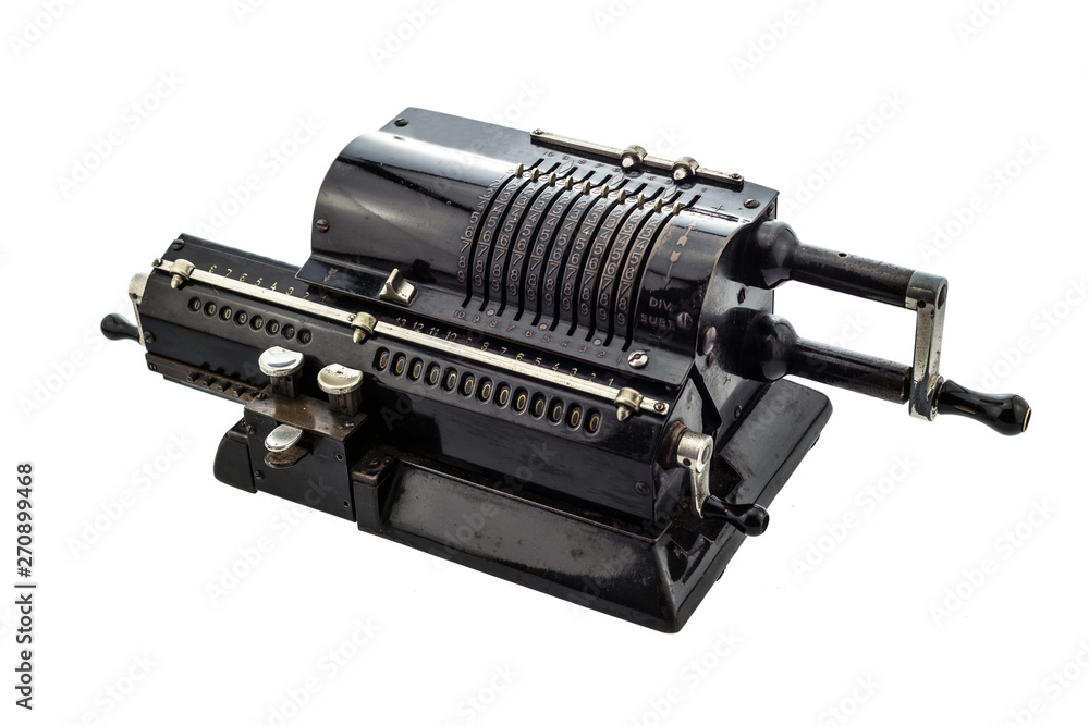 Ancient pinwheel mechanical calculator.The calculating machine, is a ...