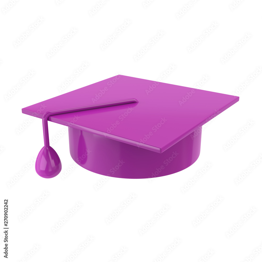 Purple graduation cap 3d illustration Stock Illustration | Adobe Stock