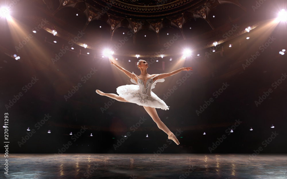 Ballet. Classical ballet performed by a couple of ballet dancers on the ...