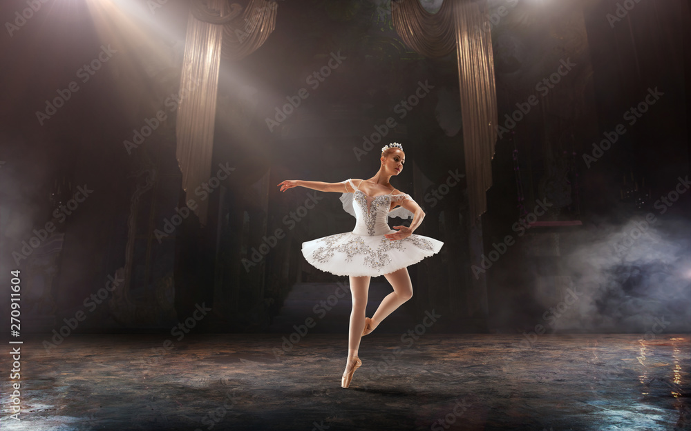 Ballet. Classical ballet performed by a couple of ballet dancers on the ...