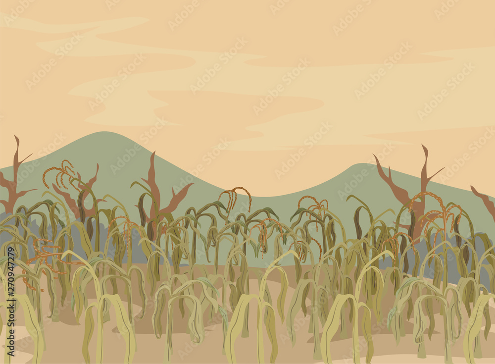 Corn Field Dying Crops Illustration Stock Vector | Adobe Stock