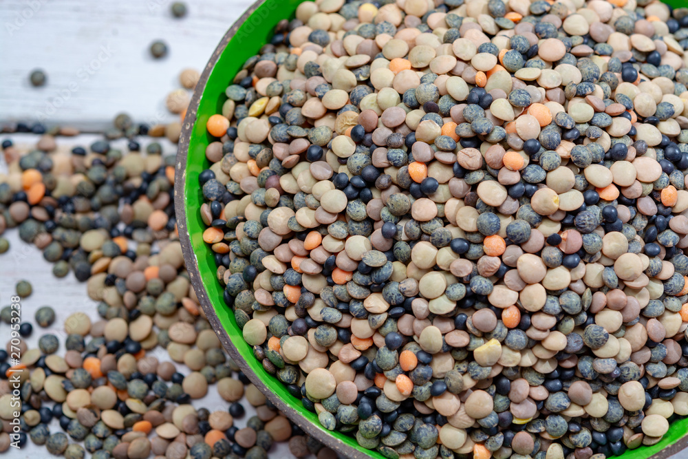 Colorful mix of lentils legumes ready for cooking, tasty vegetarian ...